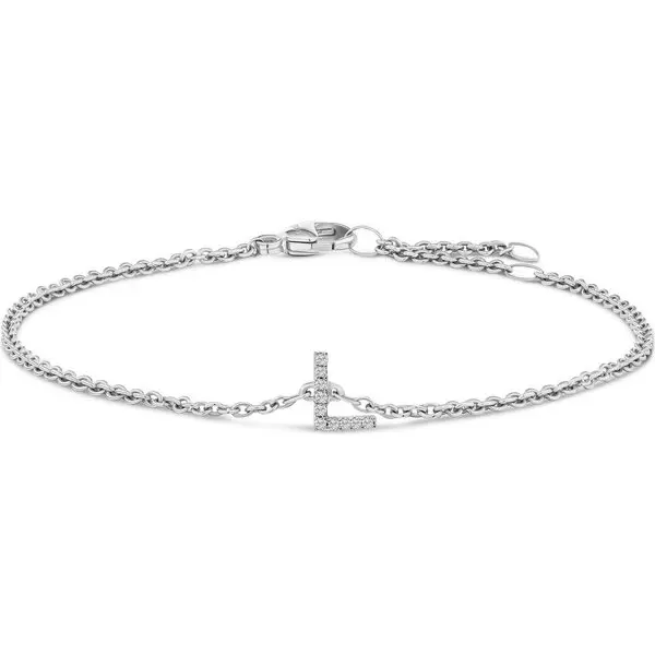 HAUS OF BRILLIANCE 10k Gold Diamond Accent Initial Charm Link Bracelet - White | L